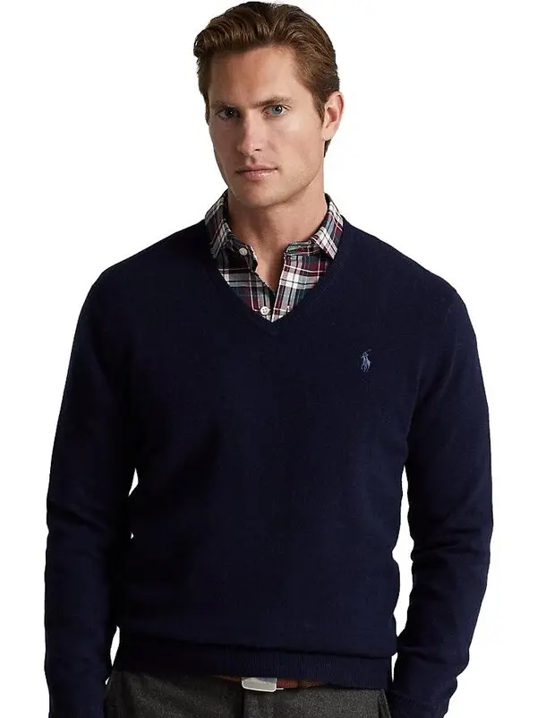 Ralph Lauren Wool V-neck Sweater - Hunter Navy