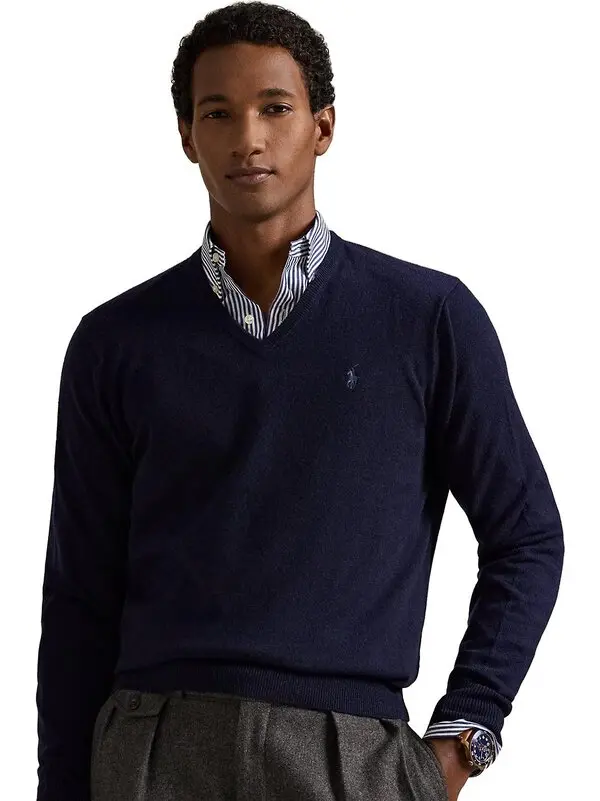 Ralph Lauren Wool V-neck Sweater - Hunter Navy
