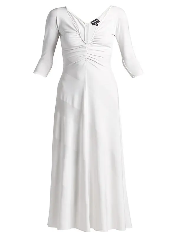Giorgio Armani Diagonal Striped Jacquard Jersey Maxi Dress - Solid White