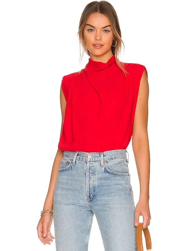Amanda Uprichard X Sleeveless Fabienne Top - Crimson