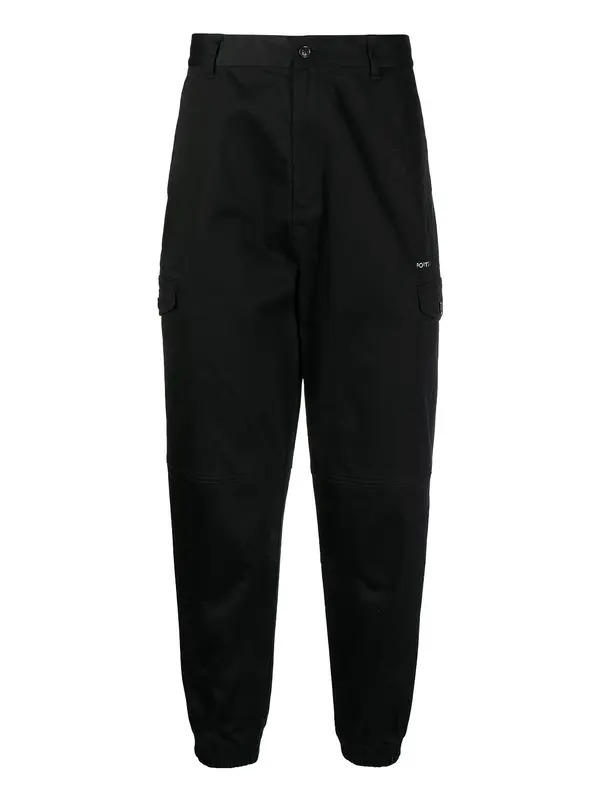 PORTS V Cropped Cargo Trousers - Black