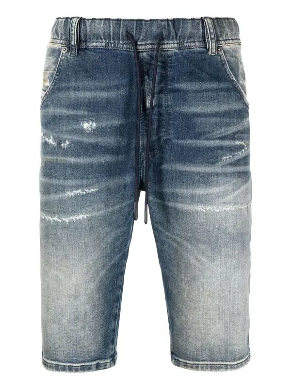DIESEL® Distressed Straight-leg Denim Shorts - Blue