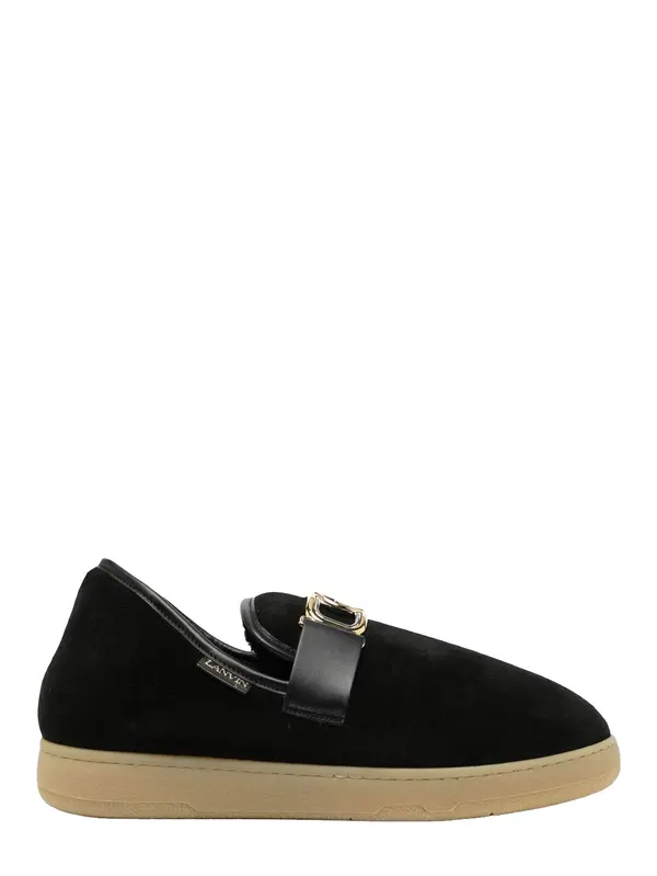 LANVIN Velvet Logo-buckle Slippers - Black