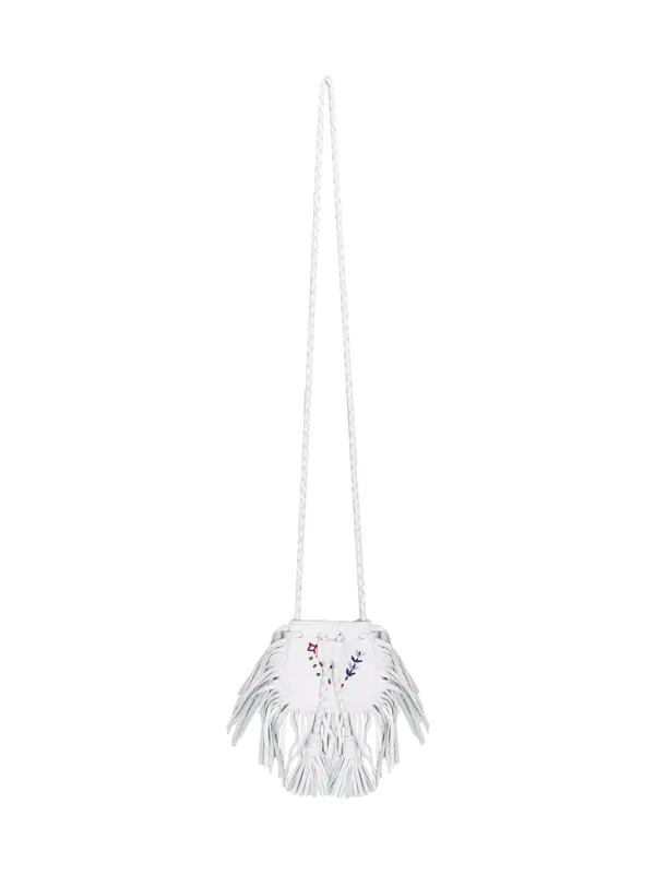 Jessie Western Tassel-detail Leather Pouch - White