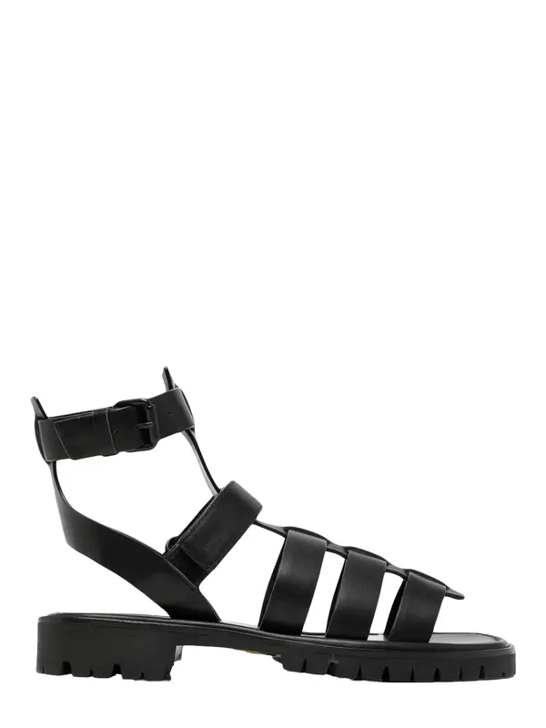 JUUN.J Caged Leather Sandals - Black