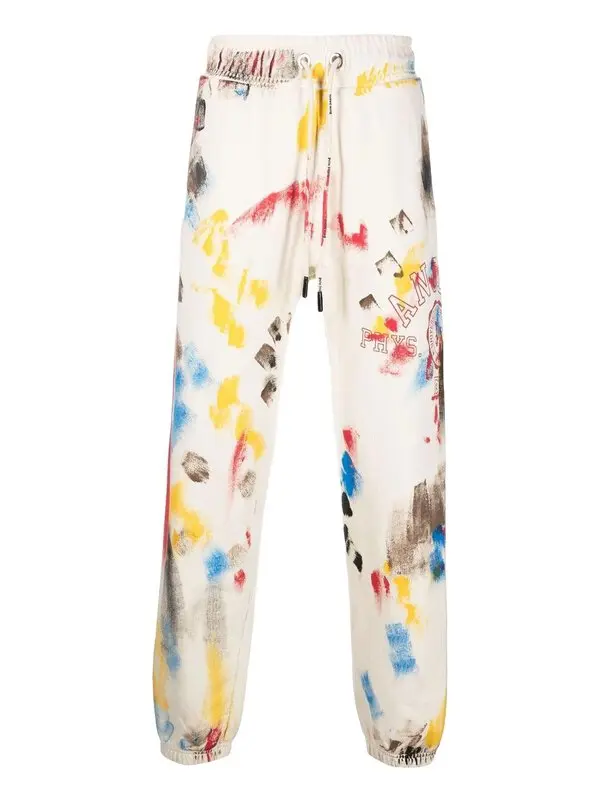 Palm Angels Paint-splatter Logo-print Track Pants - Neutrals