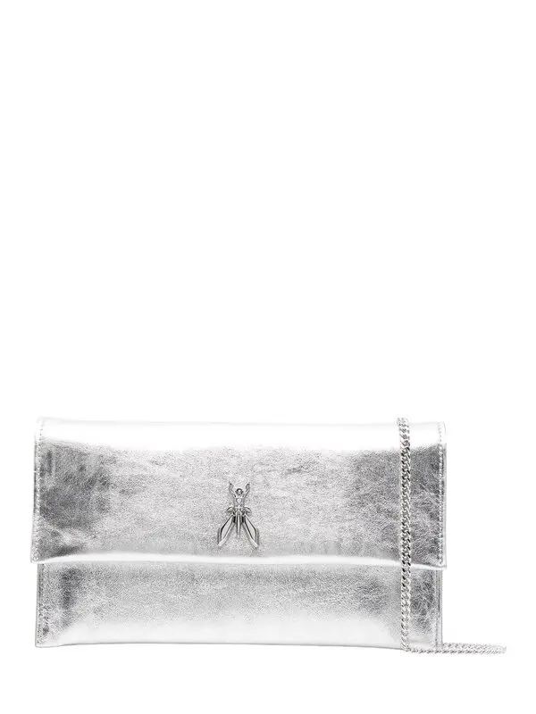 Patrizia Pepe Metallic-effect Leather Clutch - Silver