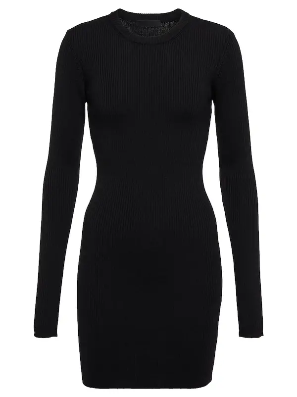Wardrobe.NYC Rib-knit Wool Minidress - Black