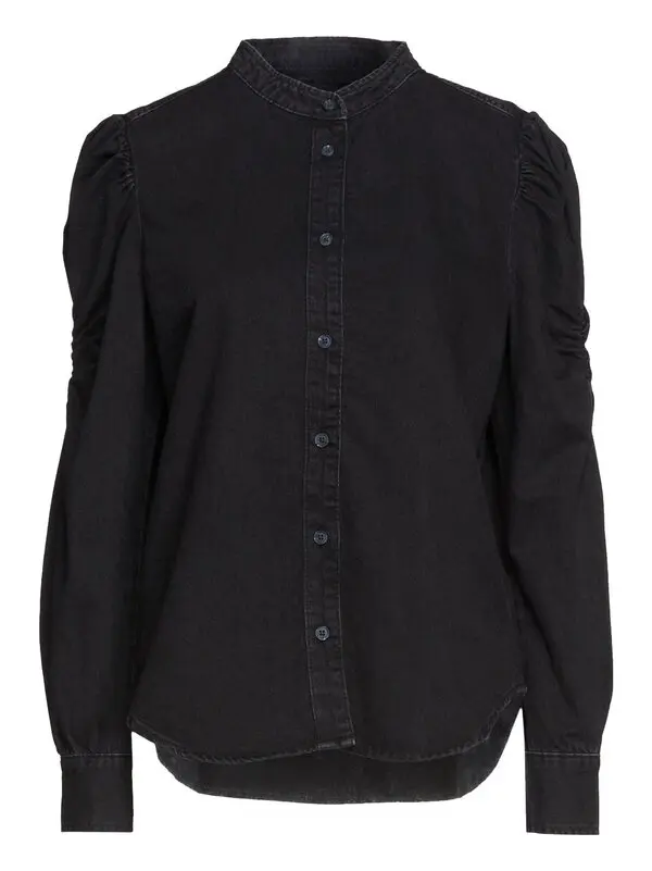 FRAME Frankie Gathered Denim Blouse - Black