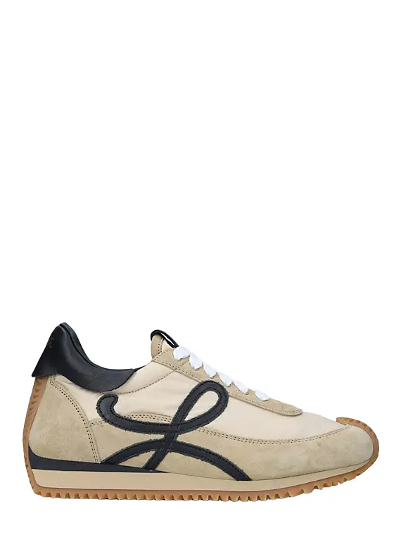 Loewe Flow Runner Monogram Leather And Shell Trainers - Tan