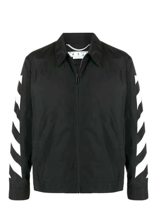 Off-White Diag-stripe Zipped Shirt Jacket - Black
