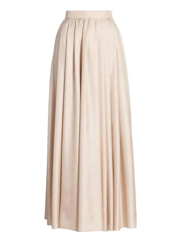 Giorgio Armani Silk Twill Pleated Maxi Skirt - Sand