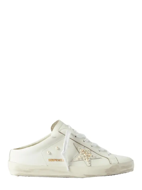 Golden Goose Superstar Sabot Faux Pearl-embellished Leather Sneakers - White