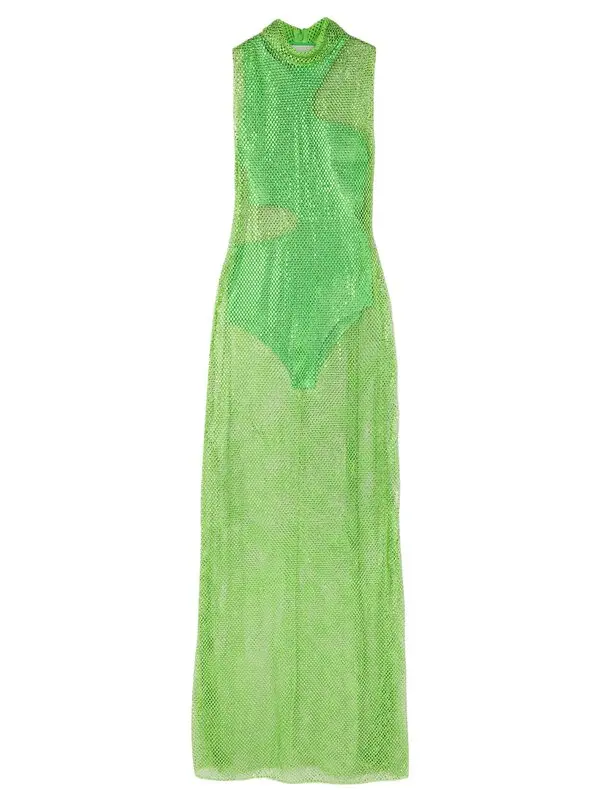 Stella McCartney Crystal-embellished Mesh Maxi Dress - Green