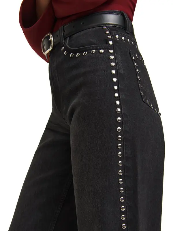 REFORMATION Cary High Rise Wide Leg Jeans - Black