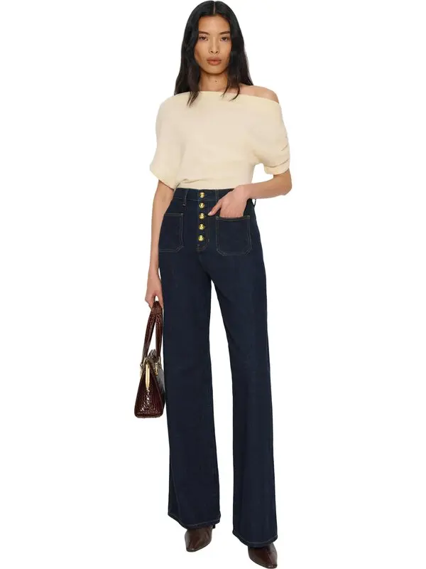 REFORMATION Cary High Rise Wide Leg Jeans - Blue