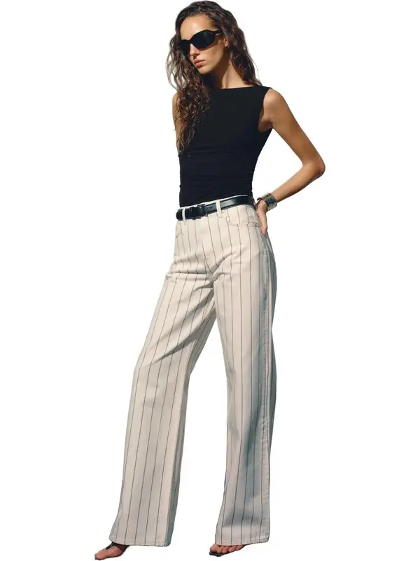 REFORMATION Cary High Rise Wide Leg Jeans - Ivory
