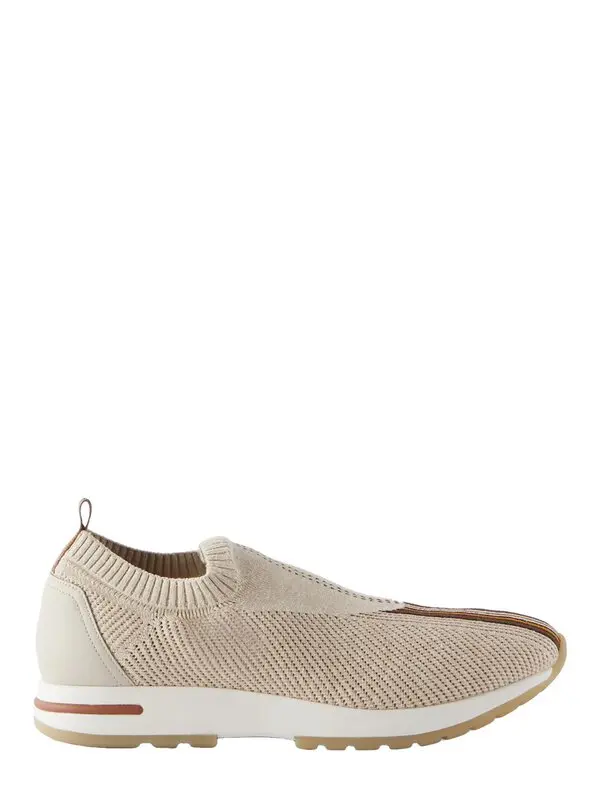 Loro Piana 360 Lp Flexy Walk Leather-trimmed Slip-on Sneakers - Neutrals