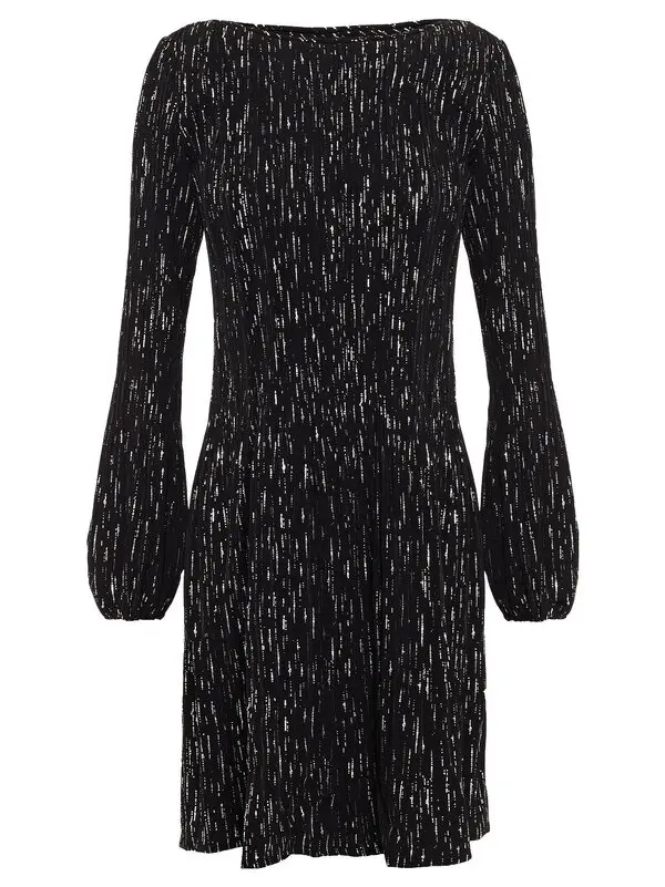 Maje Embellished Plissé Crepe Mini Dress - Black