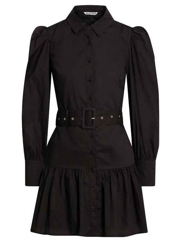 Walter Baker Tara Belted Mini Shirt Dress - Black
