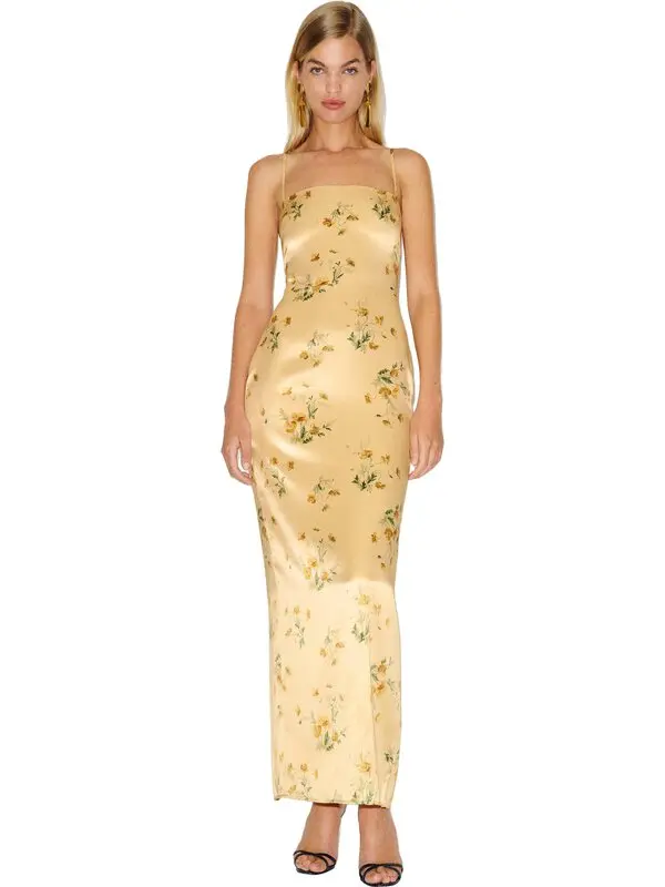 REFORMATION Frankie Silk Dress - Yellow
