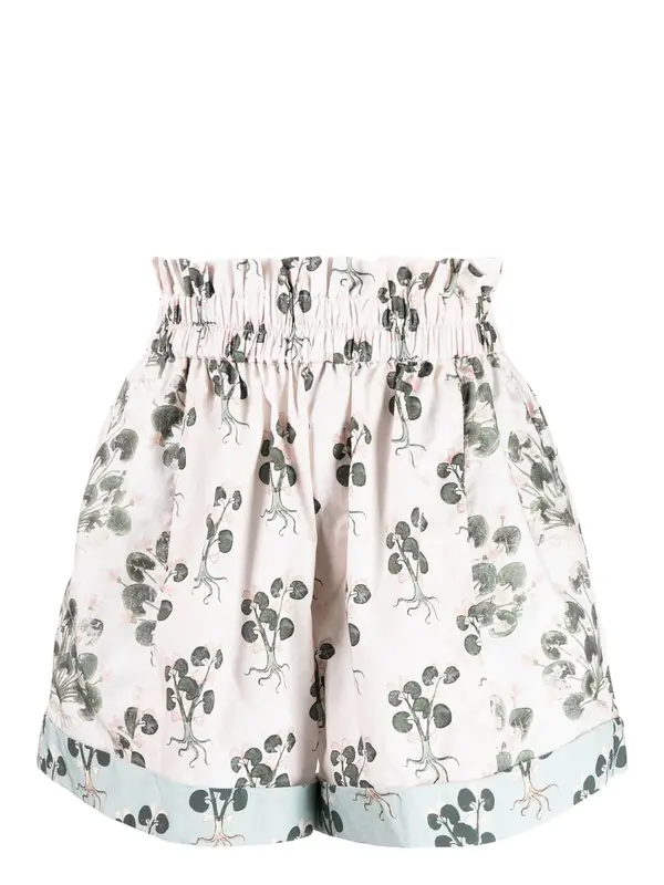 Biyan Floral-print High-waisted Shorts - Green