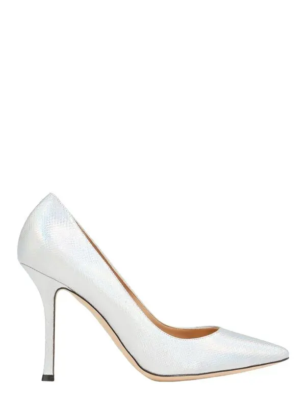 SERGIO ROSSI Iridescent Textured-leather Pumps - Silver