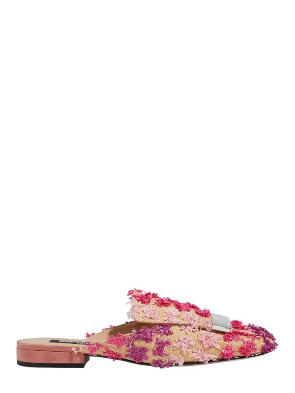 SERGIO ROSSI Sr1 Raffia Slippers - Fuchsia
