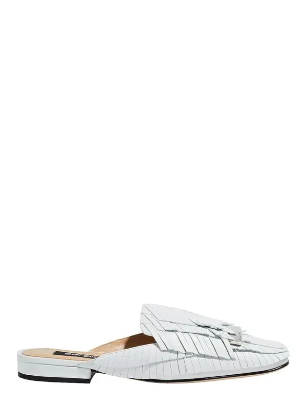 SERGIO ROSSI Sr1 Fringed Leather Slippers - White