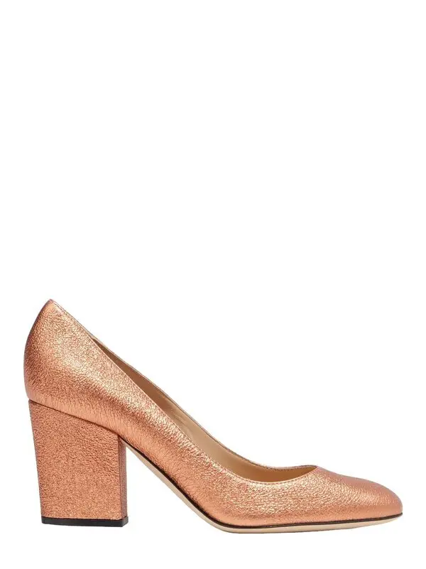 SERGIO ROSSI Metallic Textured-leather Pumps - Copper