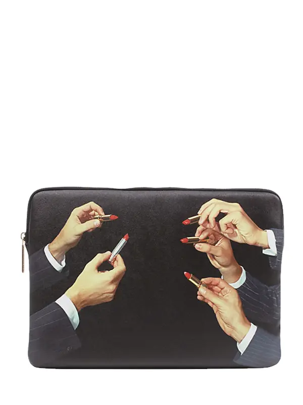 SELETTI Lipstick-print Laptop Case - Black