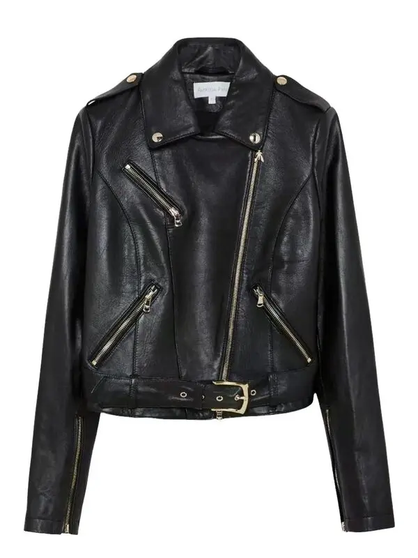 Patrizia Pepe Long Sleeve Biker Jacket - Black