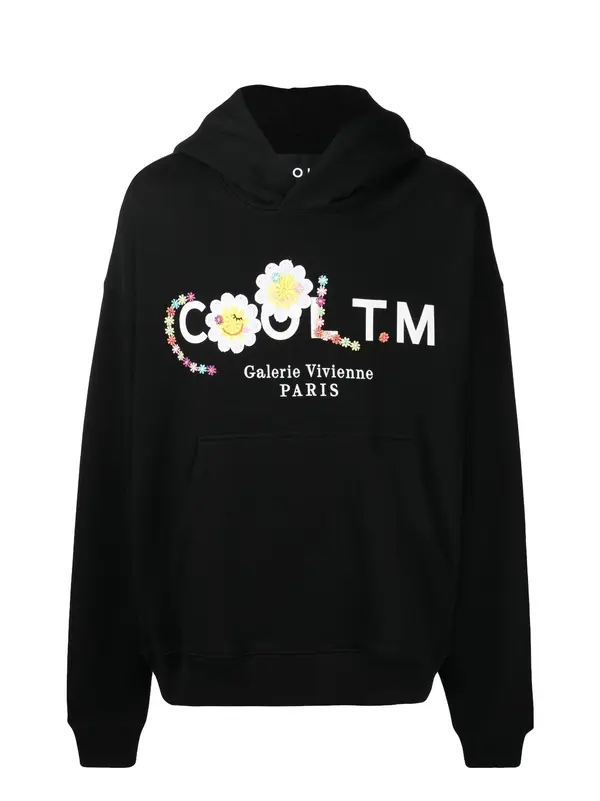 COOL T.M Logo Embroidered Hoodie - Black