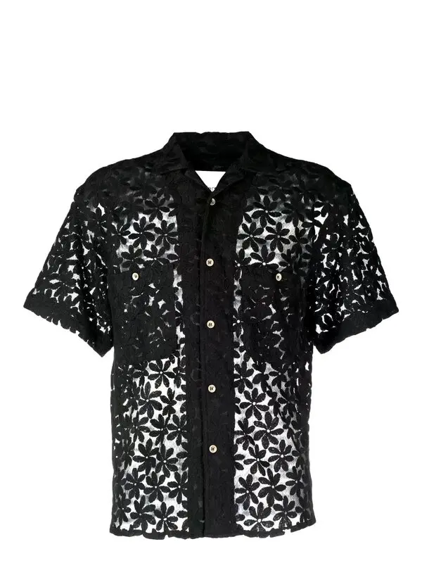 Andersson Bell Semi-sheer Floral-lace Shirt - Black