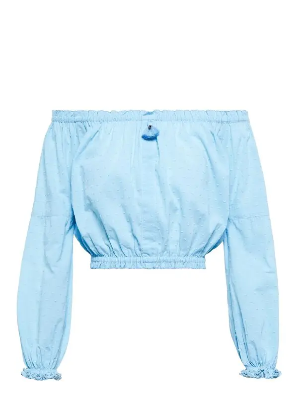 Poupette St Barth Galia Off-shoulder Top - Blue