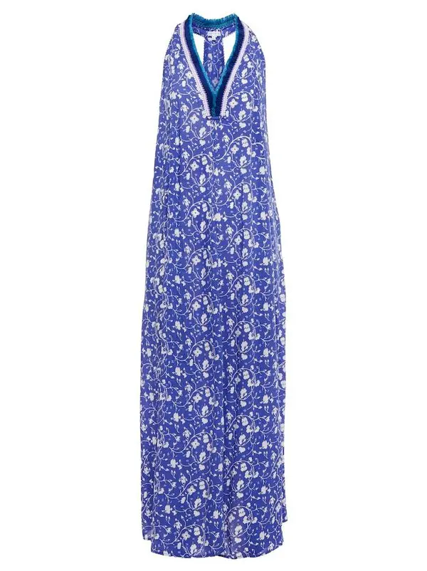 Poupette St Barth Nava Floral Maxi Dress - Blue