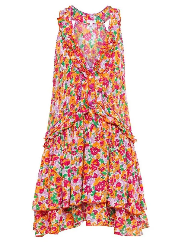 Poupette St Barth Mae Floral Ruffled Mini Dress - Multicoloured