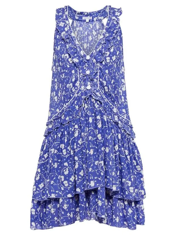 Poupette St Barth Mae Floral Minidress - Blue