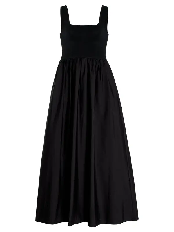 Matteau Ribbed-knit And Cotton Maxi Dress - Black