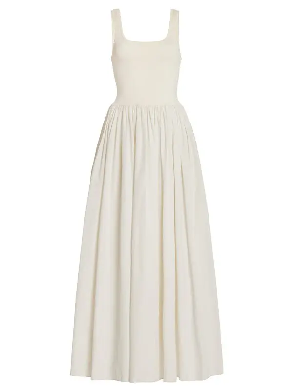 Matteau Ribbed-knit And Cotton Maxi Dress - White