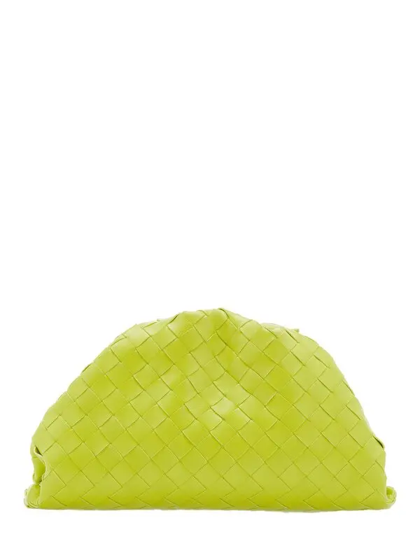 Bottega Veneta The Teen Pouch Intrecciato Leather Clutch - Lime Green