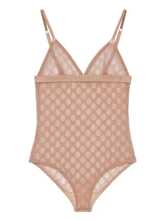 Gucci Gg Tulle Bodysuit - Pink
