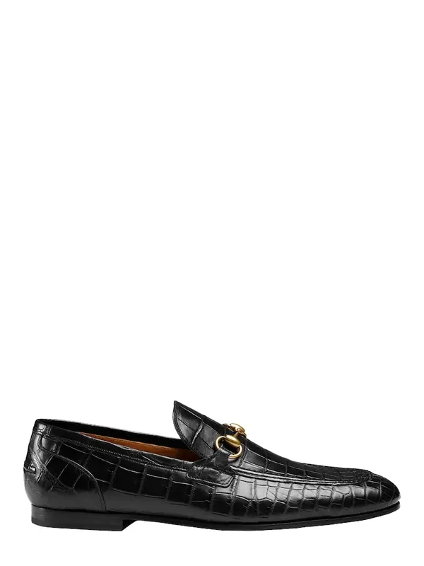 Gucci S Jordaan Crocodile Loafer - Black