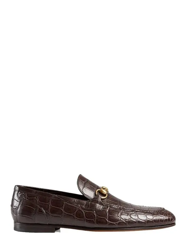 Gucci S Jordaan Crocodile Loafer - Brown