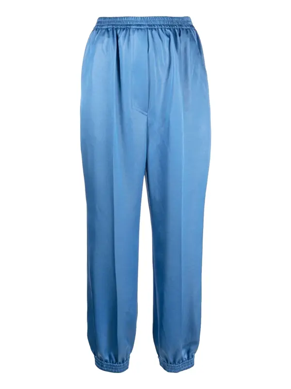 Nanushka Tapered Satin Trousers - Blue