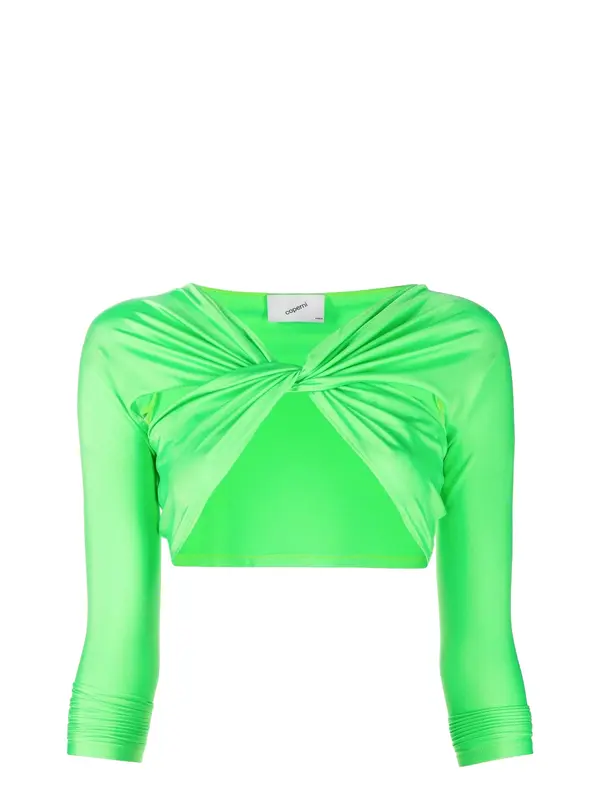 Coperni Twist Long-sleeve Cropped Top - Green