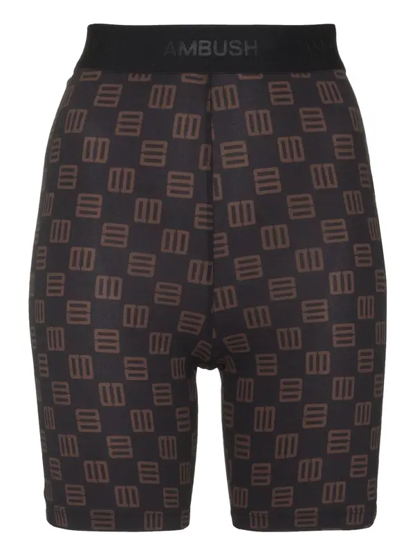 AMBUSH Monogram Print Cycling Shorts - Black