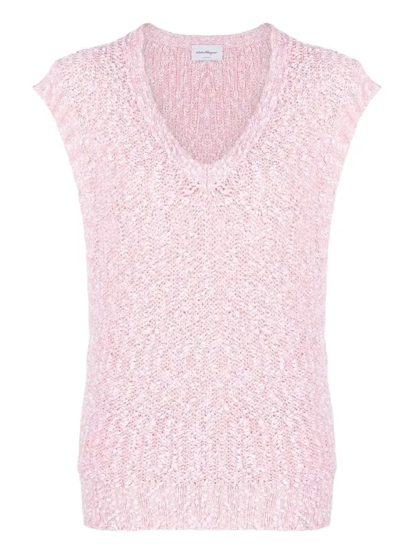 FERRAGAMO Knitted Bouclé Top - Pink