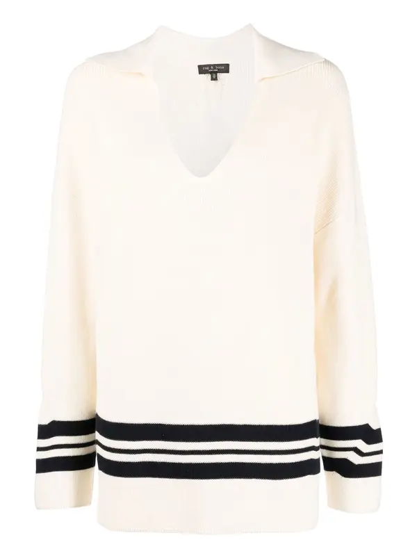 Rag & Bone Stripe-trim Oversized Jumper - Neutrals