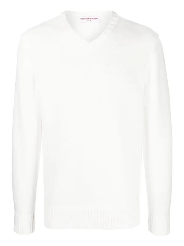Orlebar Brown Clifton V-neck Knit Jumper - White